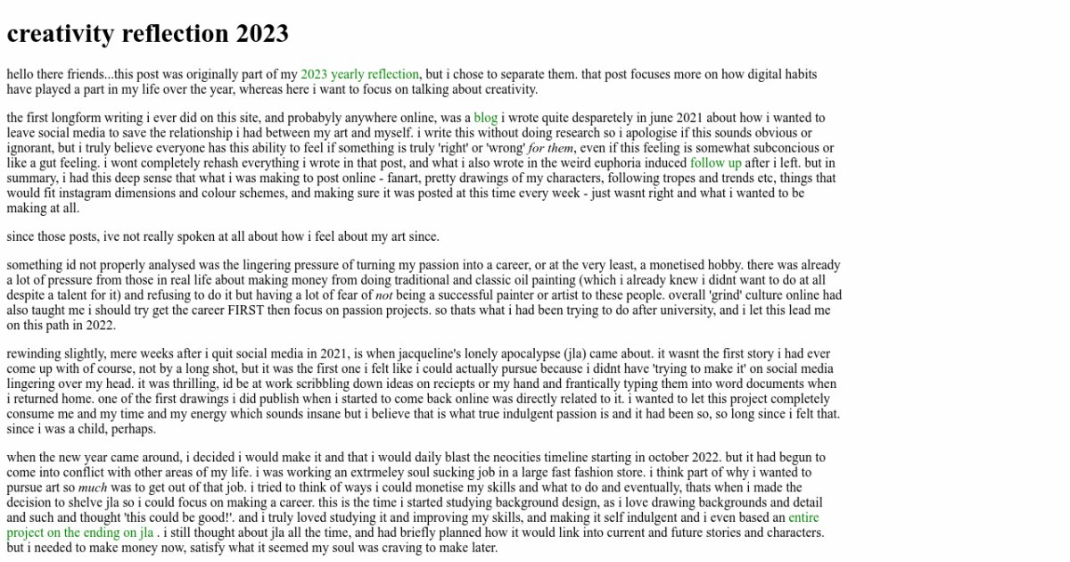 creativity reflection